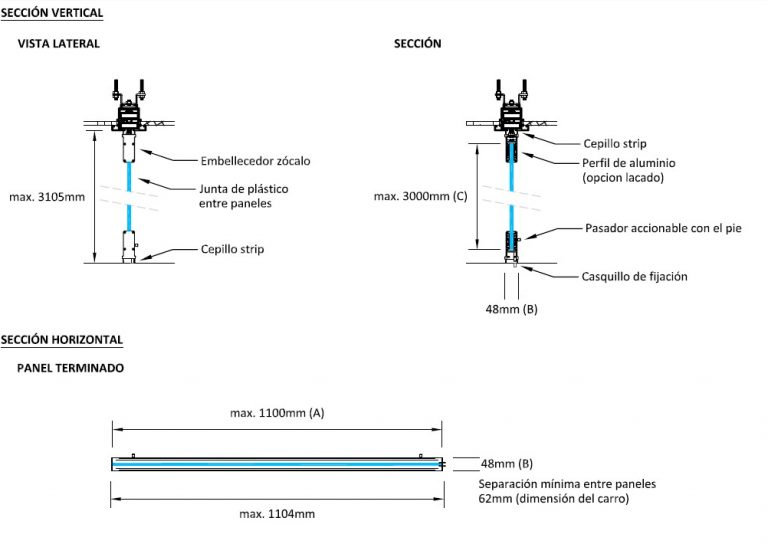 Detalle panel estándar Tabiflex - Tabiques Móviles